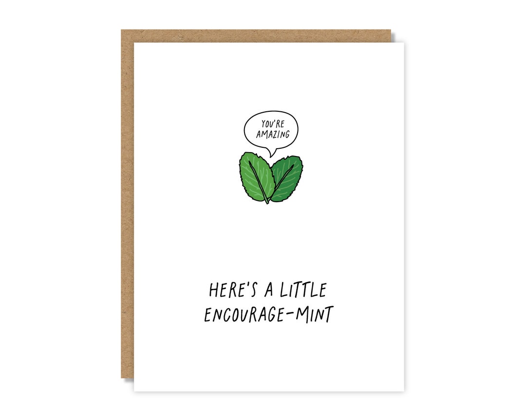 Little Encourage-mint | Encouragement Card | Funny & Punny Cards - Etsy
