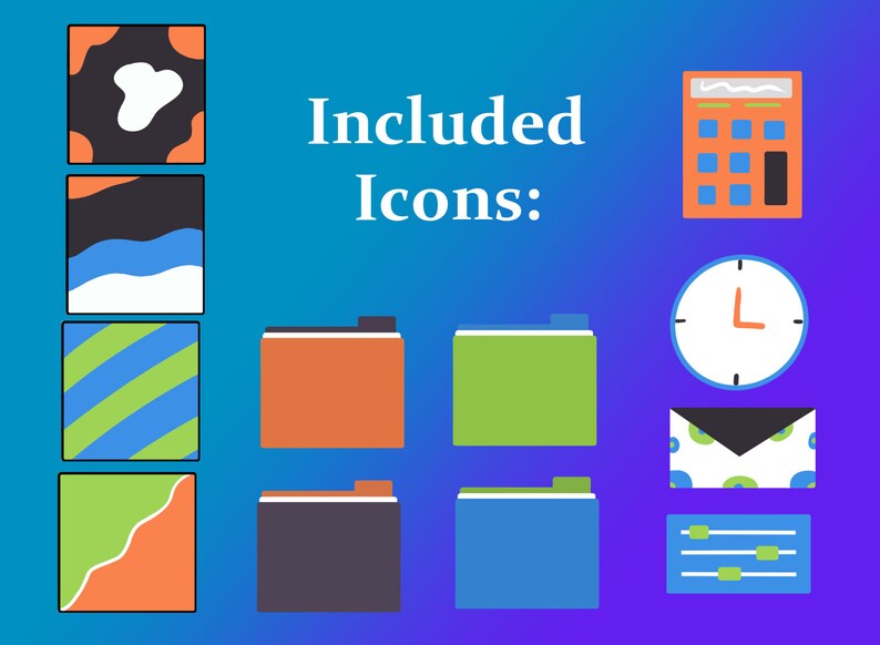 Tech Palette Desktop Icon Set, Blue, Orange and Green Computer ...