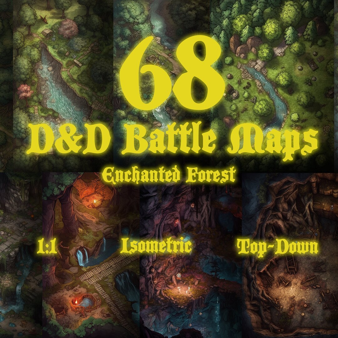 68 D&D Battle Maps // Enchanted Forest Set // Isometric + Top Down ...