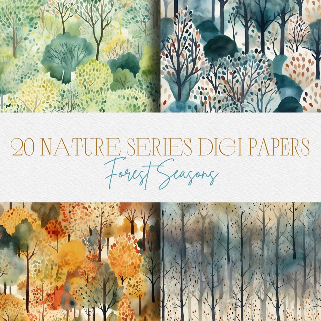 20 Digi Papers Variations Seamless // Nature Series // Forest Seasons ...