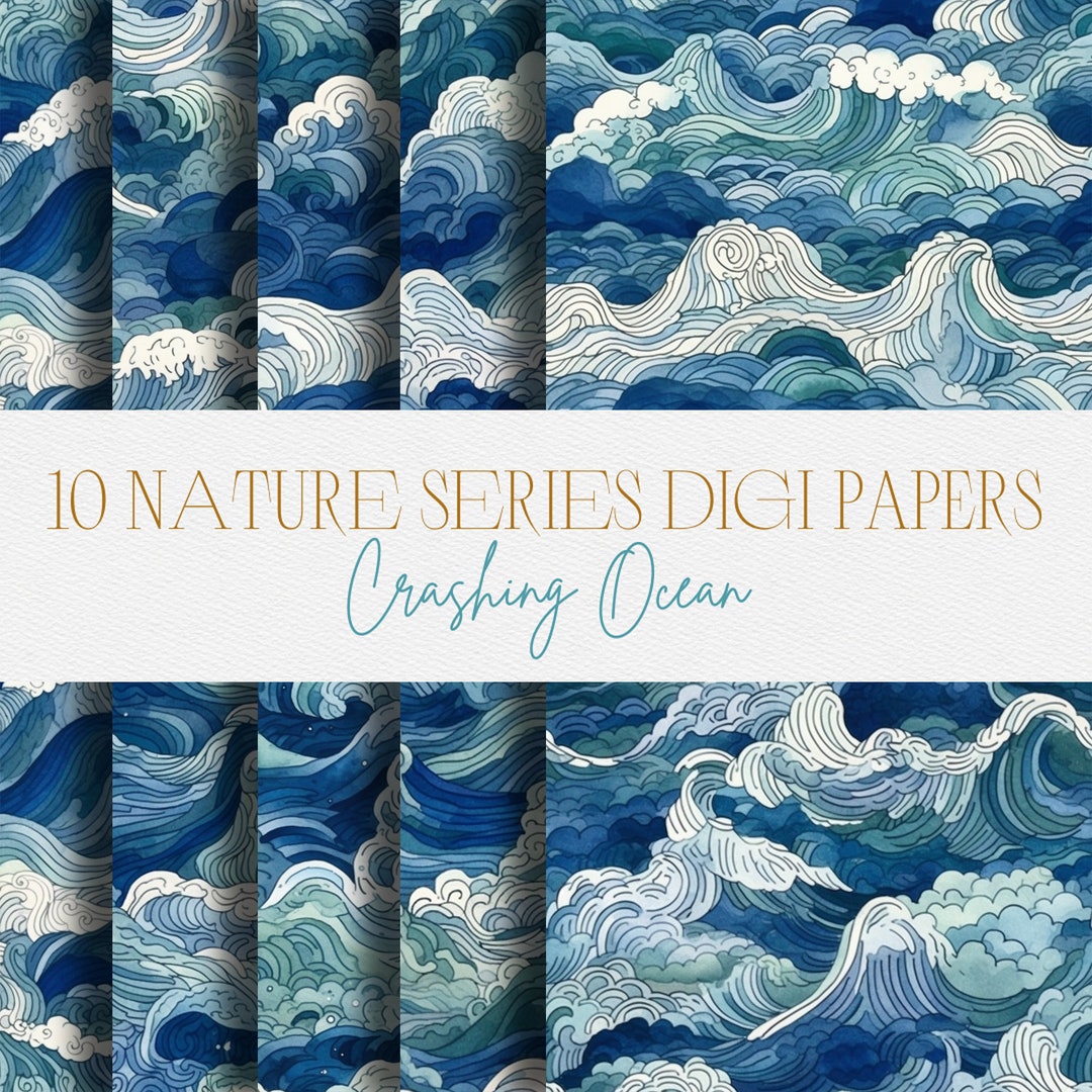 10 Digi Papers Variations // Nature Series // Crashing Ocean // by ...