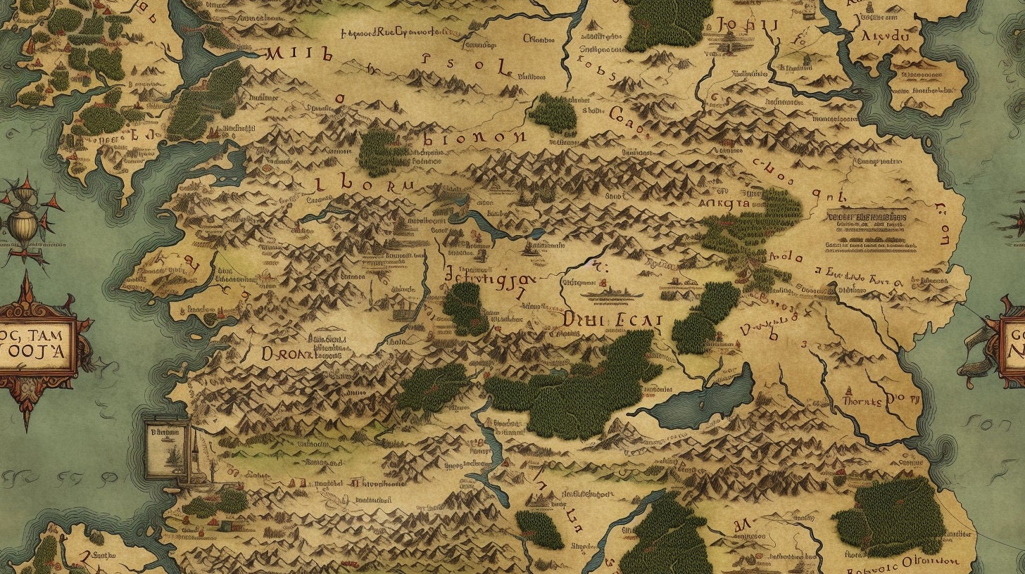20 Digi Papers Variations Seamless // Old Map Series // Middle Earth ...