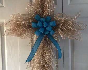 Mesh Cross Wreath | Etsy