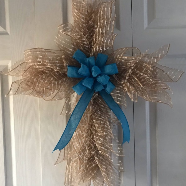 Mesh Cross Wreath - Etsy