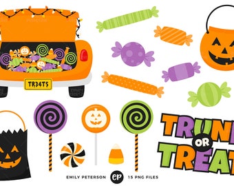 Trick or Treat Halloween Clipart Digital Graphics Halloween | Etsy