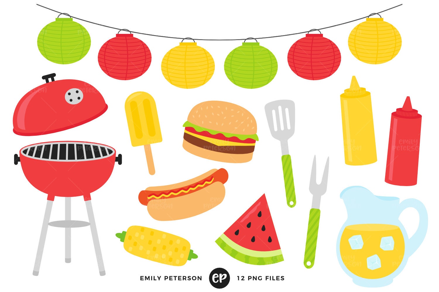 Summer BBQ Clip Art Barbecue Clipart Cook Out Clip Art | Etsy