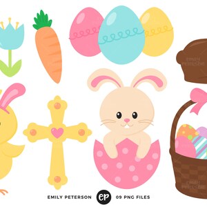 Cute Easter Clip Art Set Easter Clipart Easter | Etsy