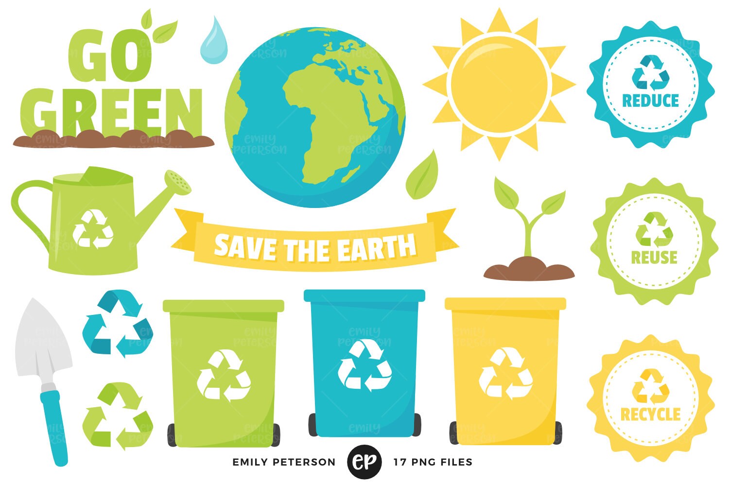 Earth Day Clip Art Recycle Clipart Eco Friendly Clip Art | Etsy