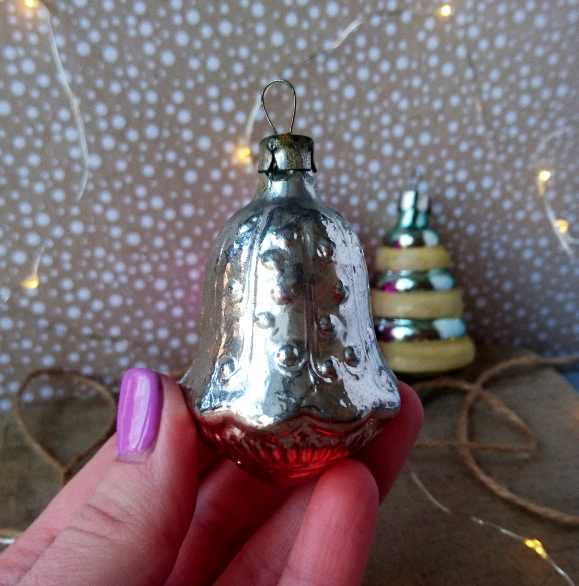 Set of 3 Christmas Tree Toys Bells Pyramid Vintage Christmas - Etsy