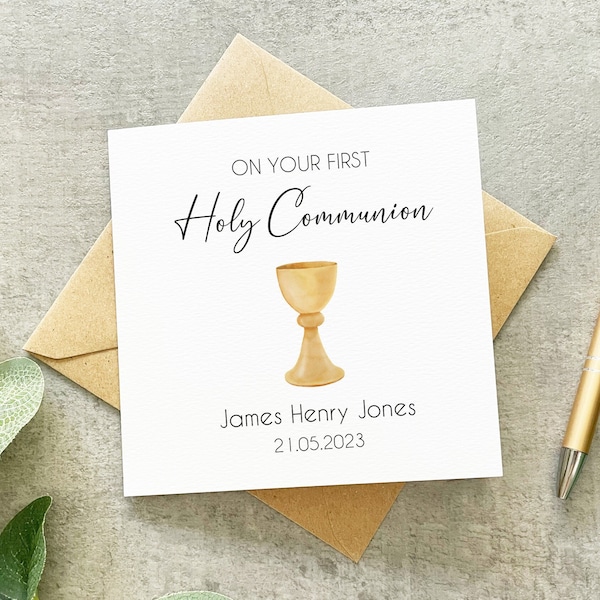 First Holy Communion Card for Grandson - Etsy