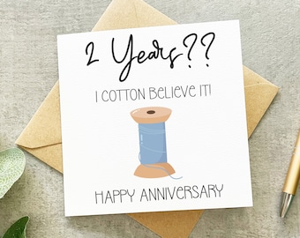 Funny 2 Year Anniversary Card, 2nd Anniversary Card, Cotton Anniversary ...