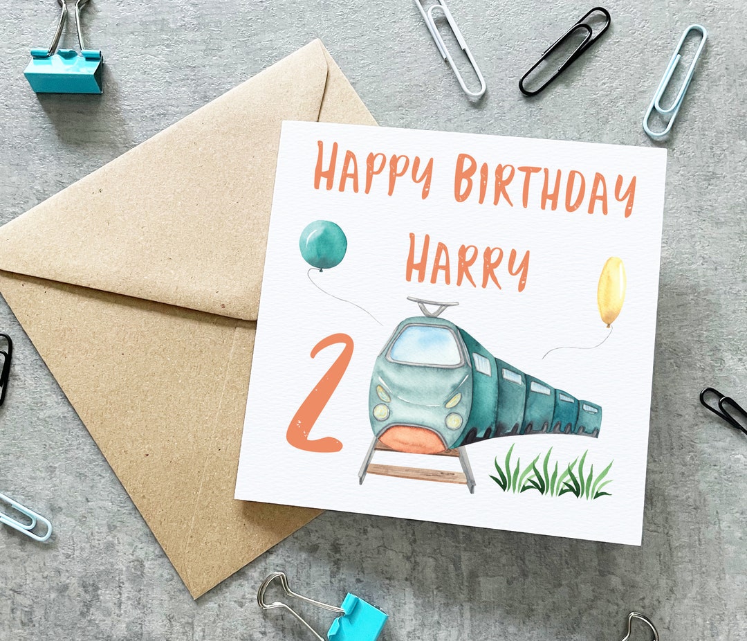 Train Birthday Card, Personalised Boys Birthday Card, Children's ...