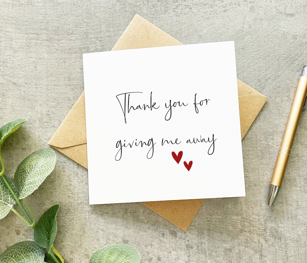 Thank You for Giving Me Away, Walking Me Down the Isle, Wedding Thank ...