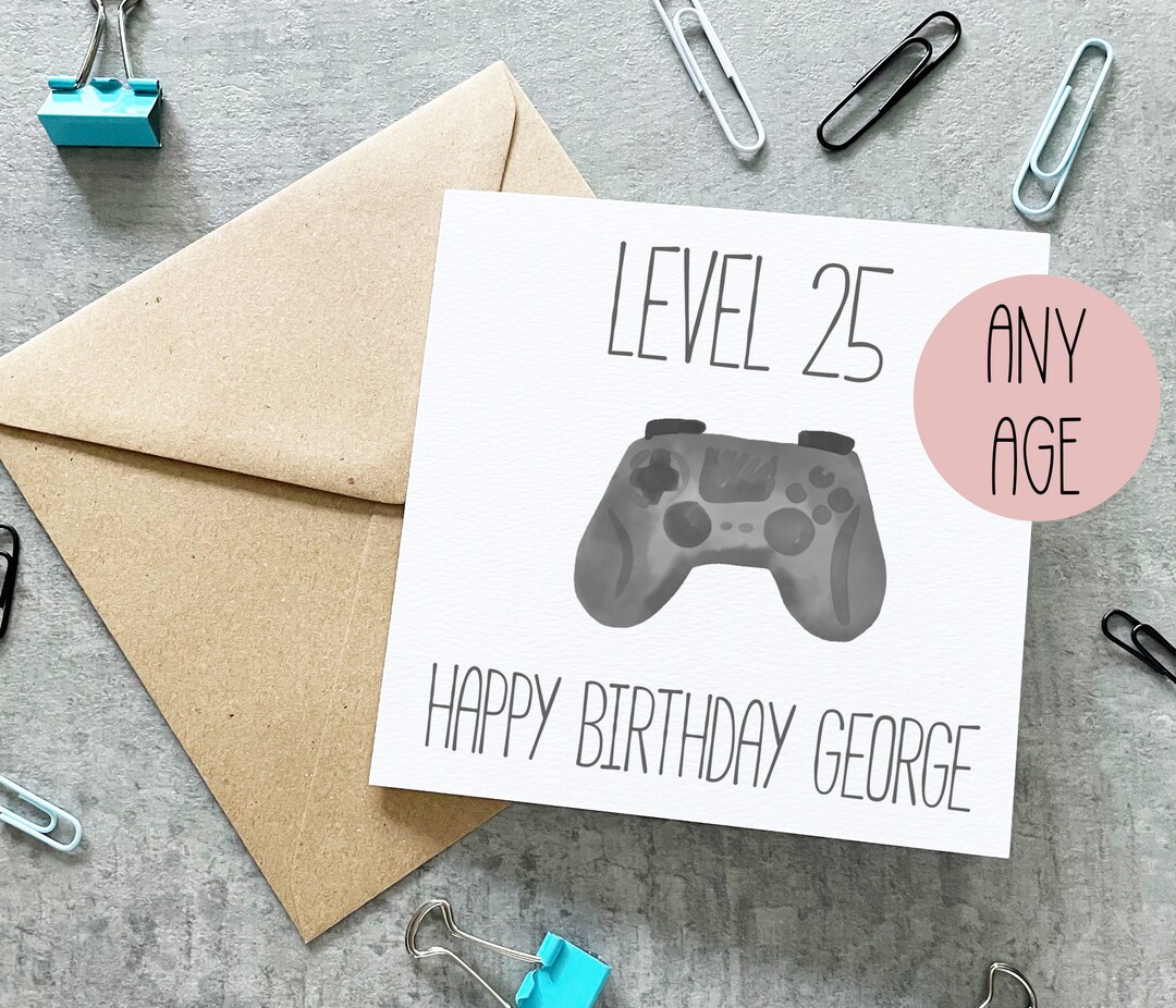 Boys Gaming Birthday Card, Adult Gamer Card, Level Unlocked, Age ...