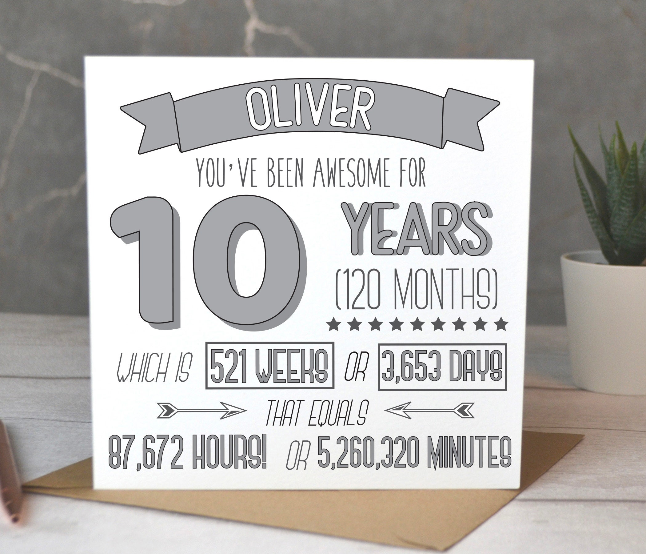 10 Years Birthday Card 10th Birthday Card Personalised | Etsy
