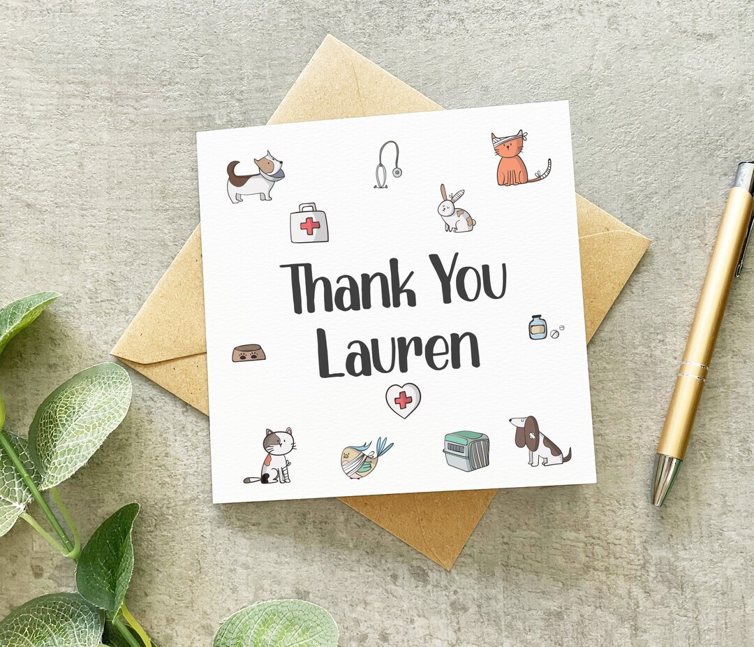 Vet Thank You Card, Personalised Vet Card, Vet Practice Thank You, Vet ...