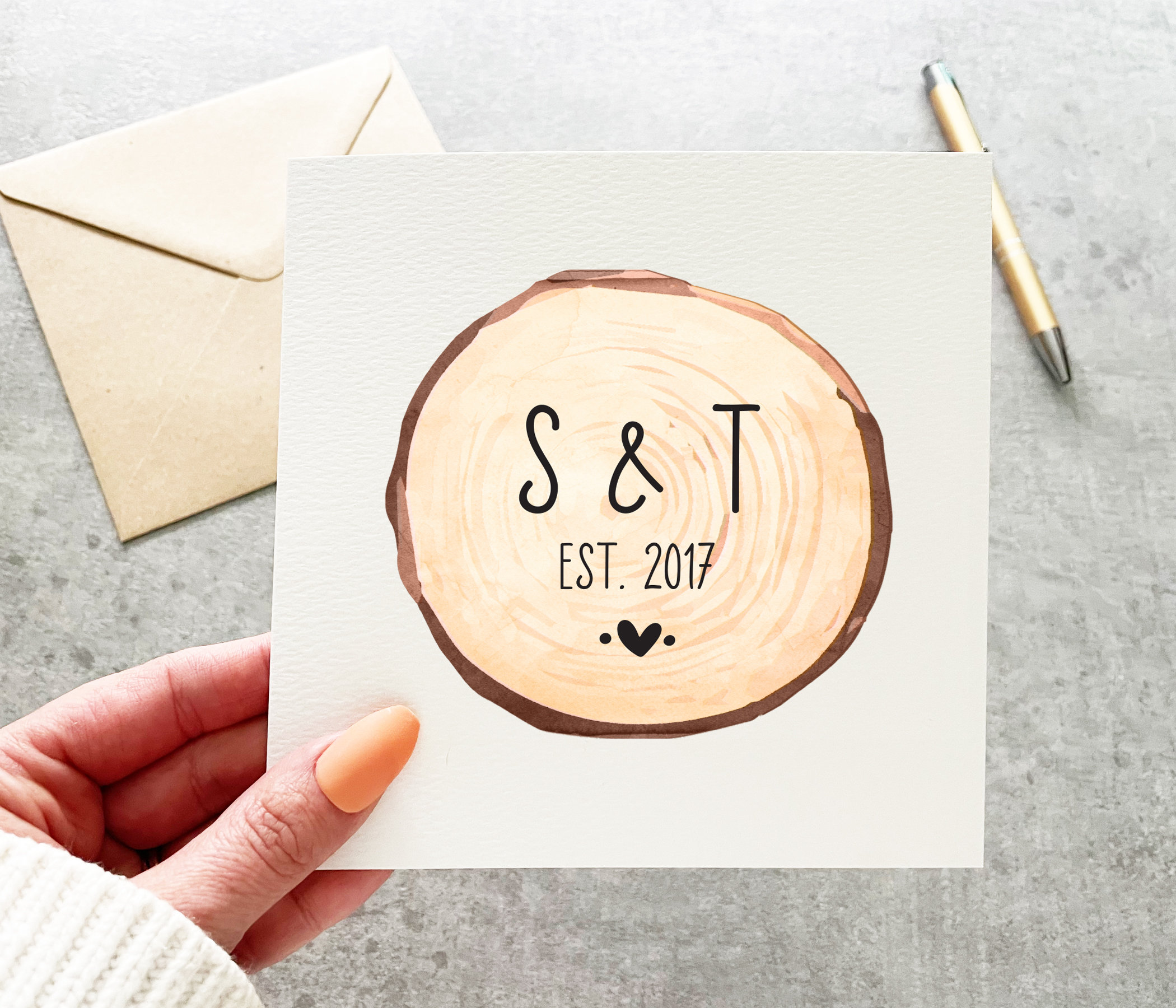 Personalised Anniversary Card, Rustic Wedding Card, Wood Anniversary ...