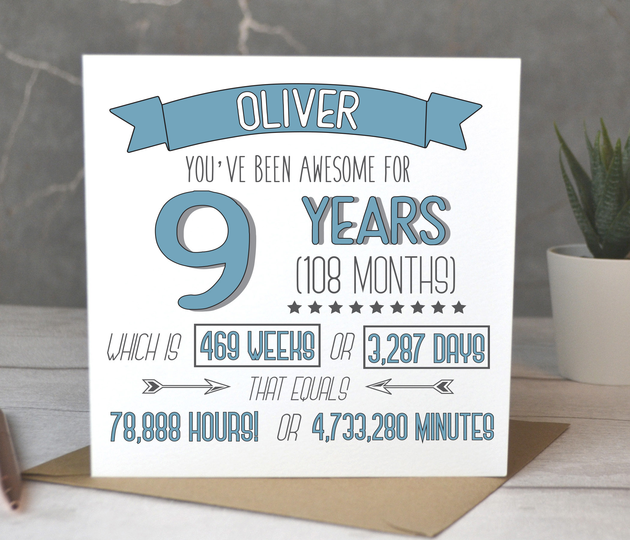 9 Years Birthday Card 9th Birthday Card Personalised | Etsy UK