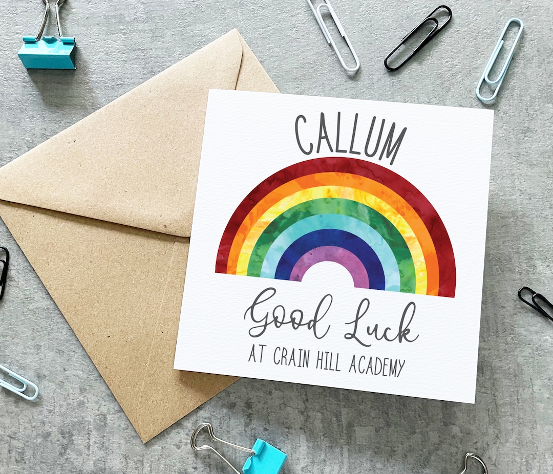 Rainbow New School Card, Starting School Card, First Day of School Card ...