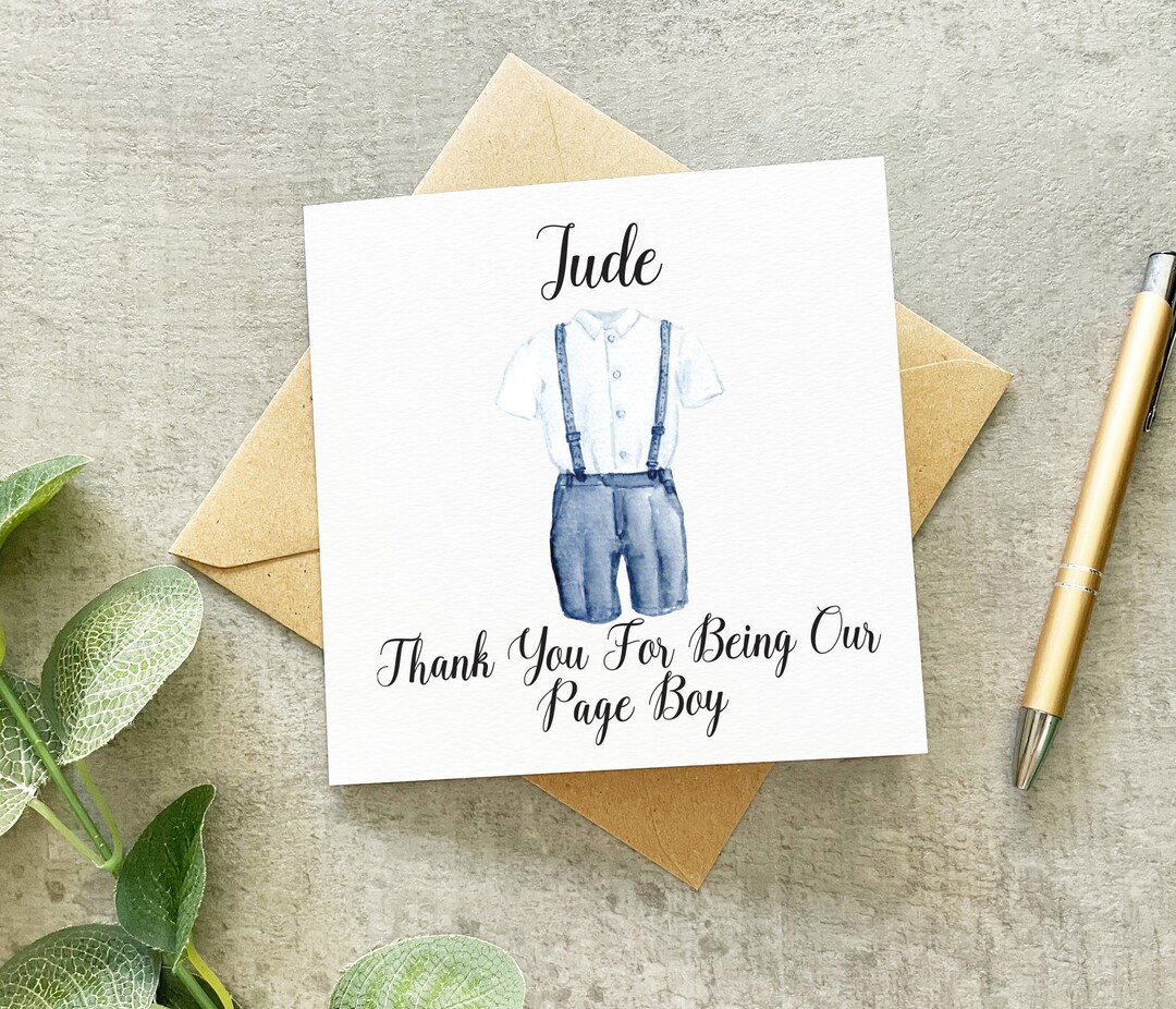 Thank You for Being Our Page Boy, Personalised Page Boy Card, Thank You ...