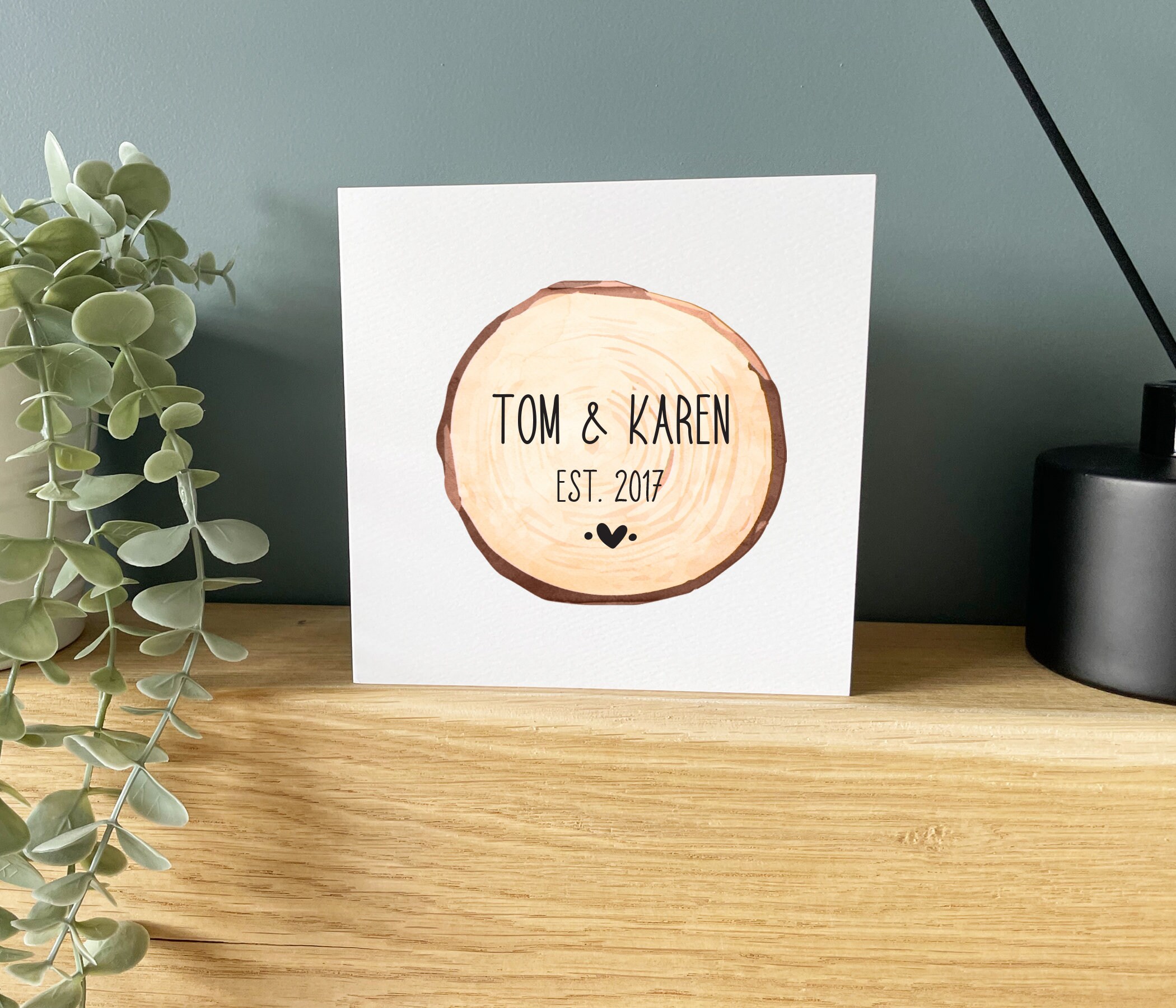 Personalised Anniversary Card, Rustic Wedding Card, Wood Anniversary ...