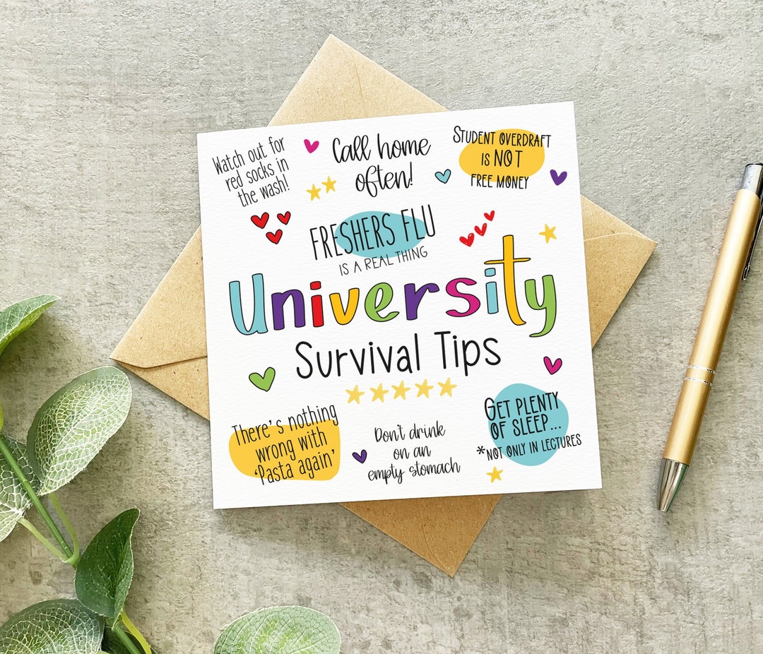 University Tips Card, University Survival Tips, Funny Uni Card, Going ...