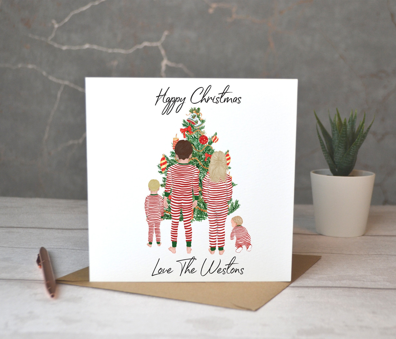 Personalised Family Christmas Cards Family Portrait Christmas | Etsy