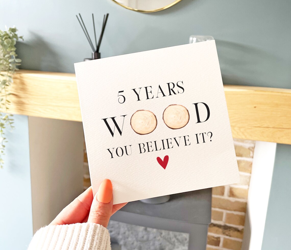 5 Year Anniversary Card, Wood Anniversary Card, Wooden Anniversary ...