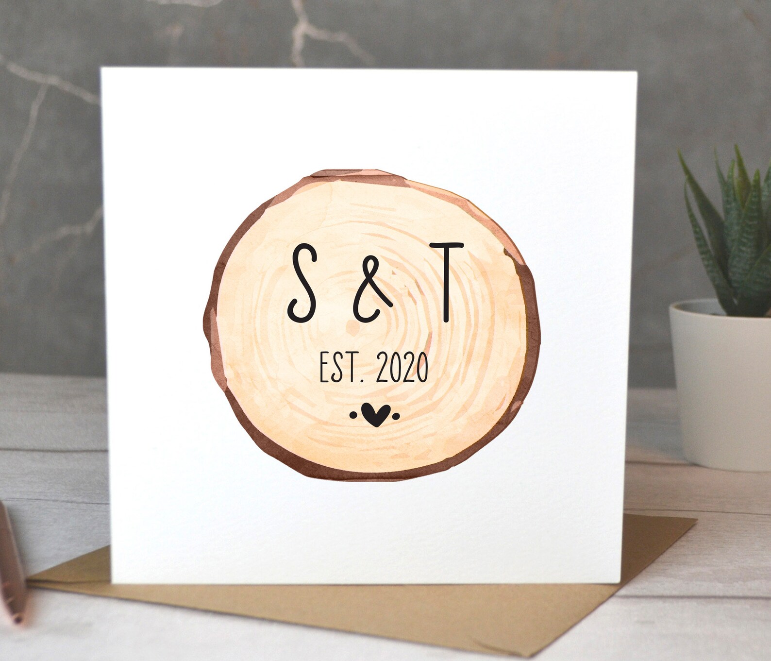 Personalised Anniversary Card Rustic Wedding Card Wood | Etsy UK