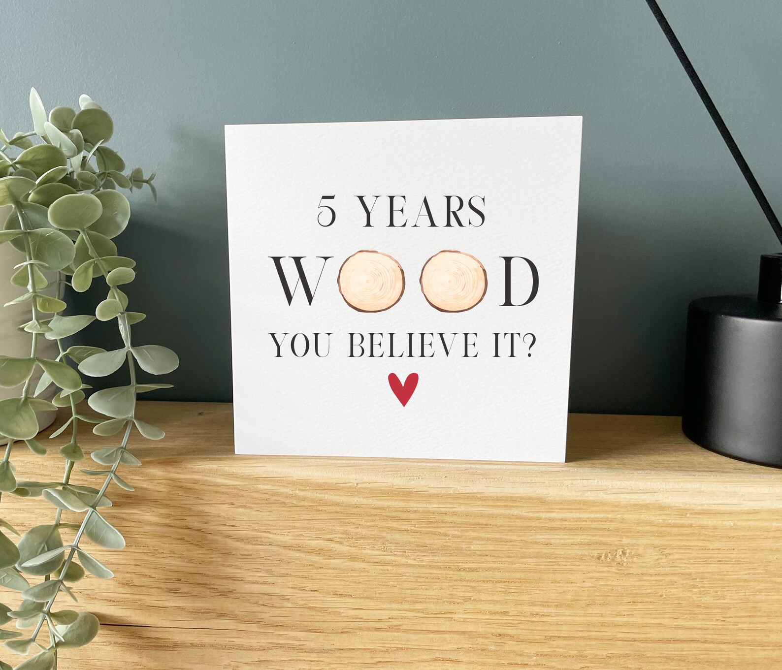 5 Year Anniversary Card Wood Anniversary Card Wooden | Etsy