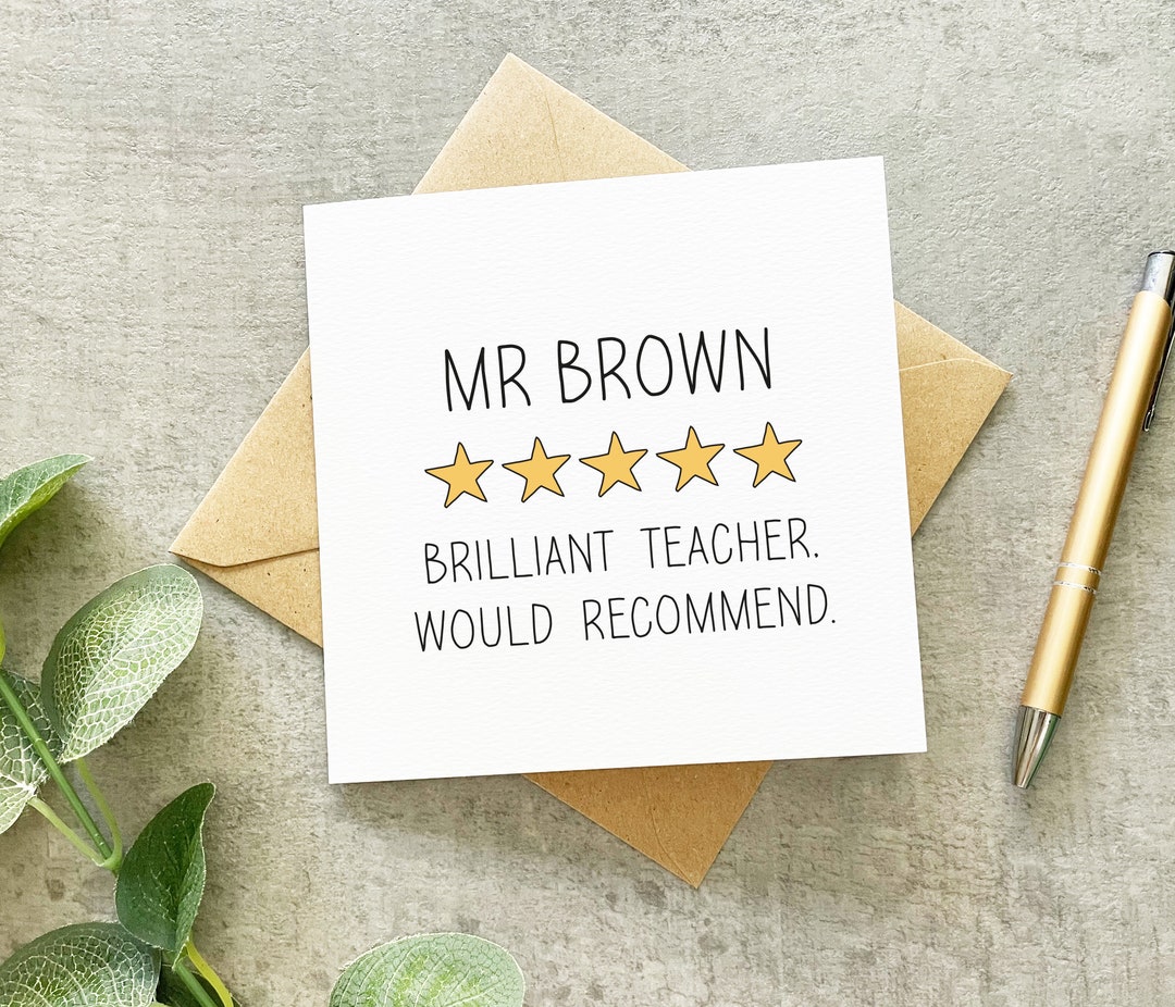 Personalised Teacher Thank You Card, Teacher Review, Funny Teacher Card ...