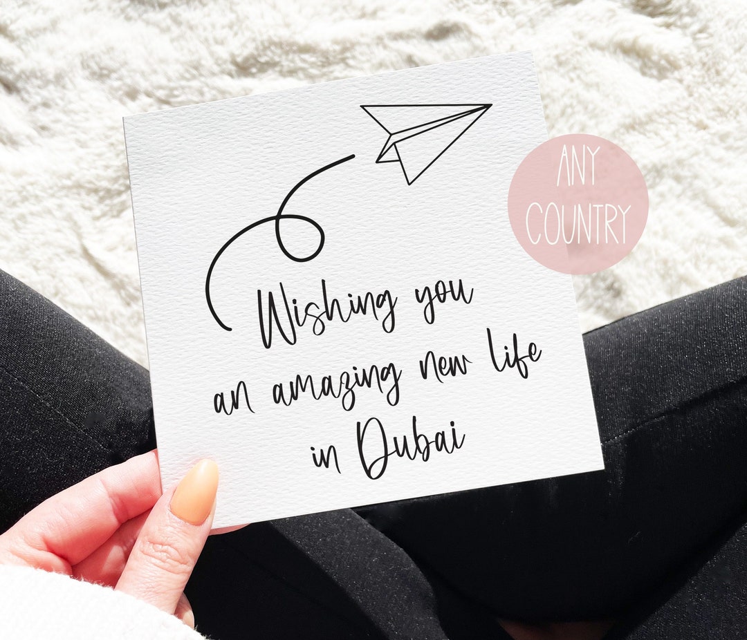 Emigrating Card, Moving to Dubai Card, New Adventures Card, Paper Plane ...