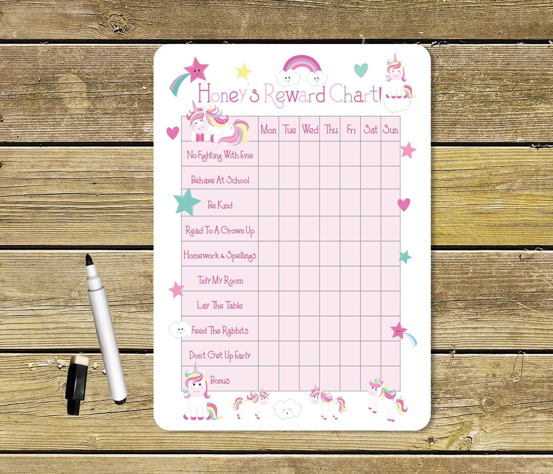 Unicorn Reward Chart, Unicorn Reward System, Reusable Reward Chart ...