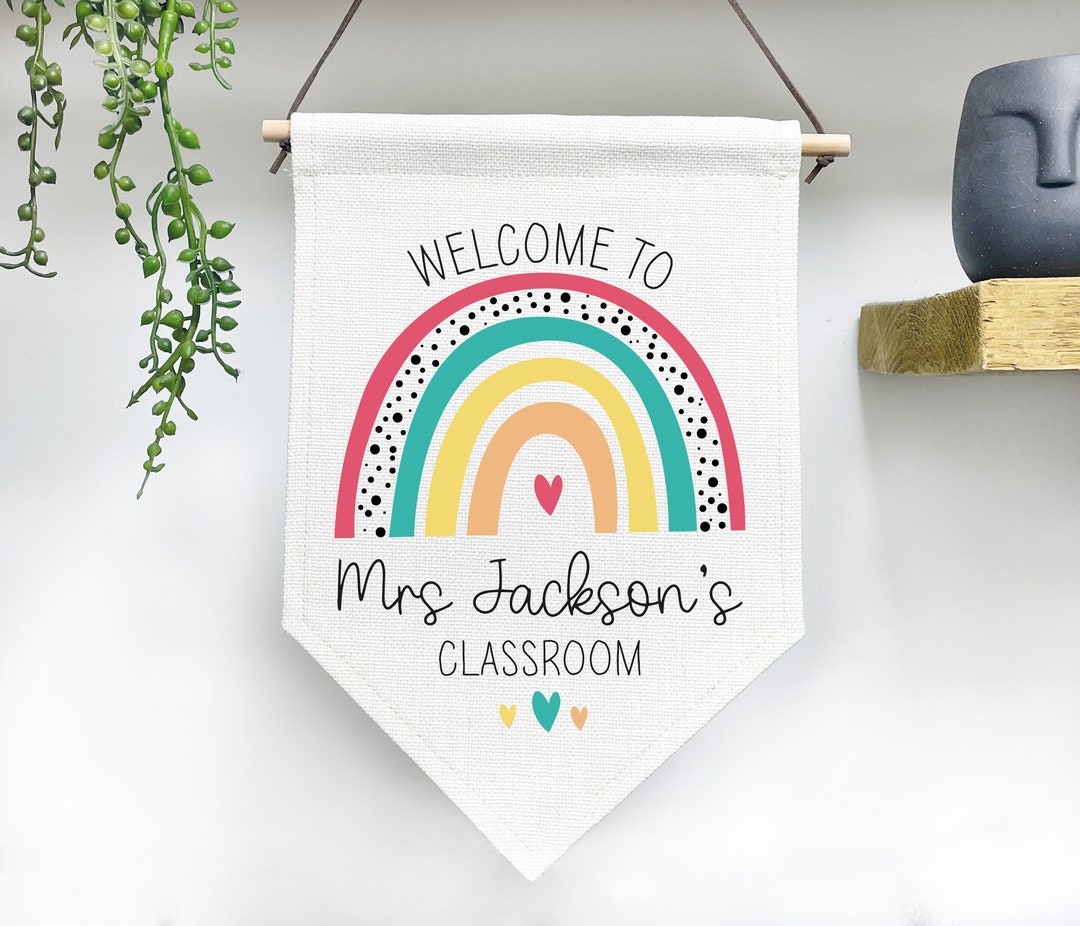 Personalised Teacher Gift, Teacher Rainbow Classroom Sign, End of Term ...
