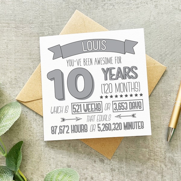 Printable 10th Birthday Card, 10 Years Been Loved, Instant Download ...
