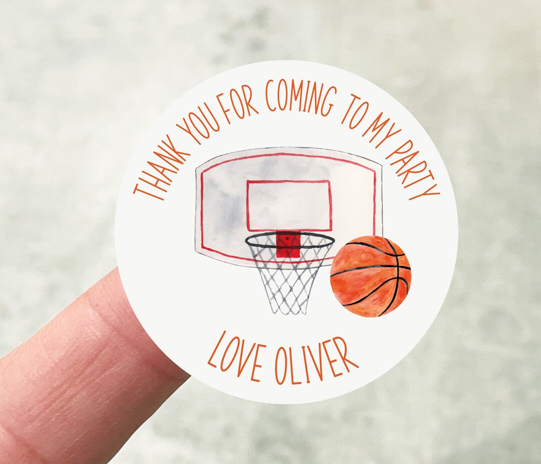 Basketball Party Stickers, Thank You for Coming to My Party, Boys Party ...