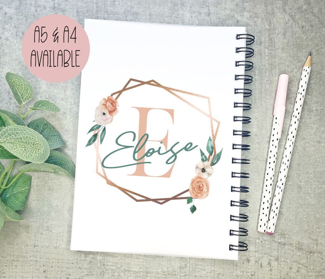 Left Handed Notebook, Personalised Left Handed Notebook, Floral ...