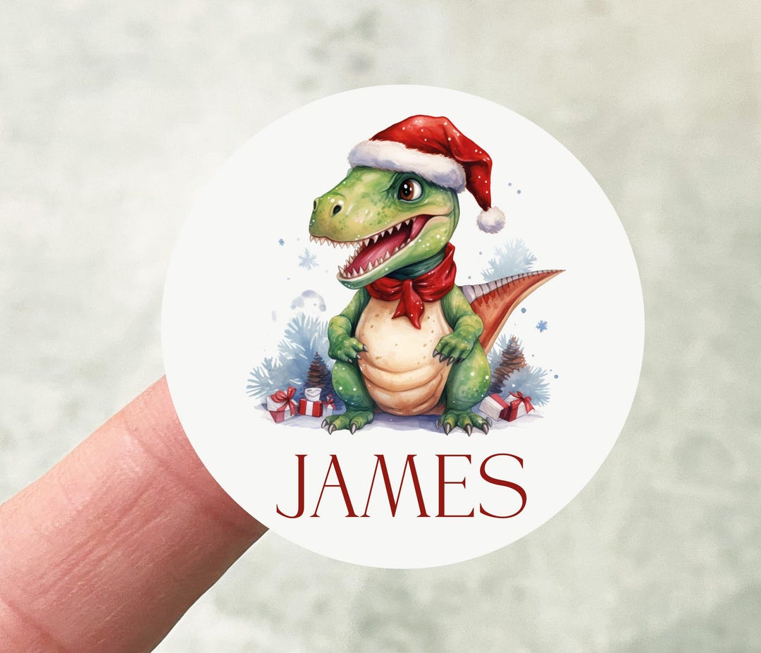 Dinosaur Christmas Stickers, Dinosaur Name Labels, Christmas Stickers ...