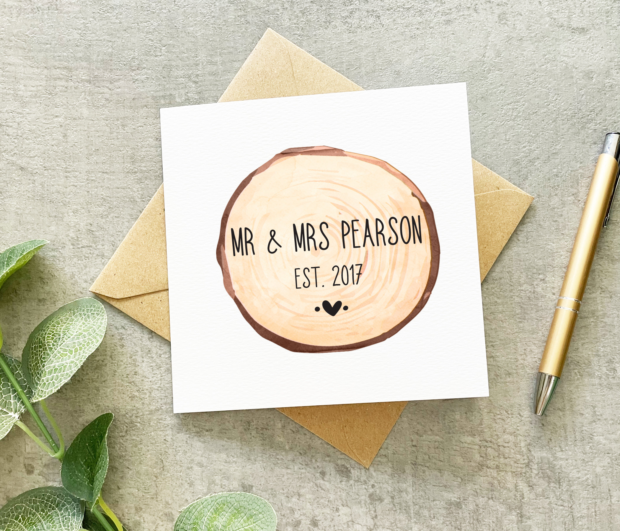Personalised Anniversary Card, Rustic Wedding Card, Wood Anniversary ...