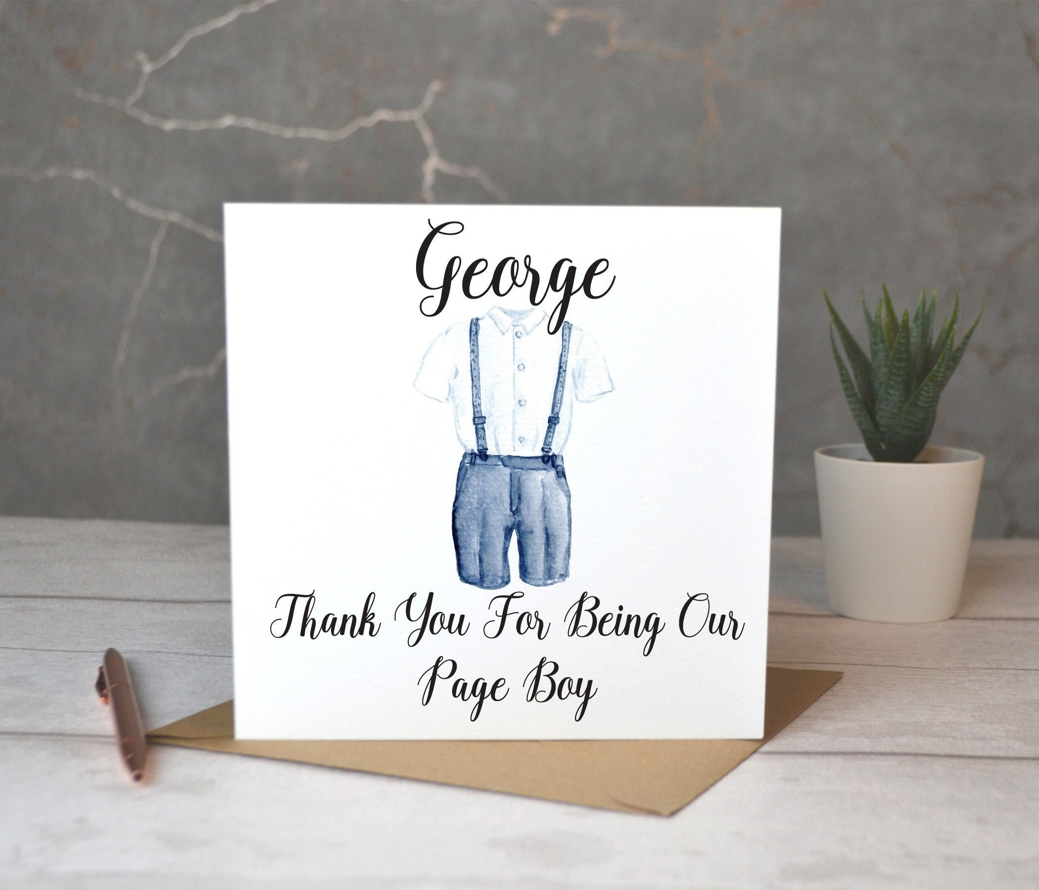 Thank You for Being Our Page Boy Personalised Page Boy Card - Etsy UK