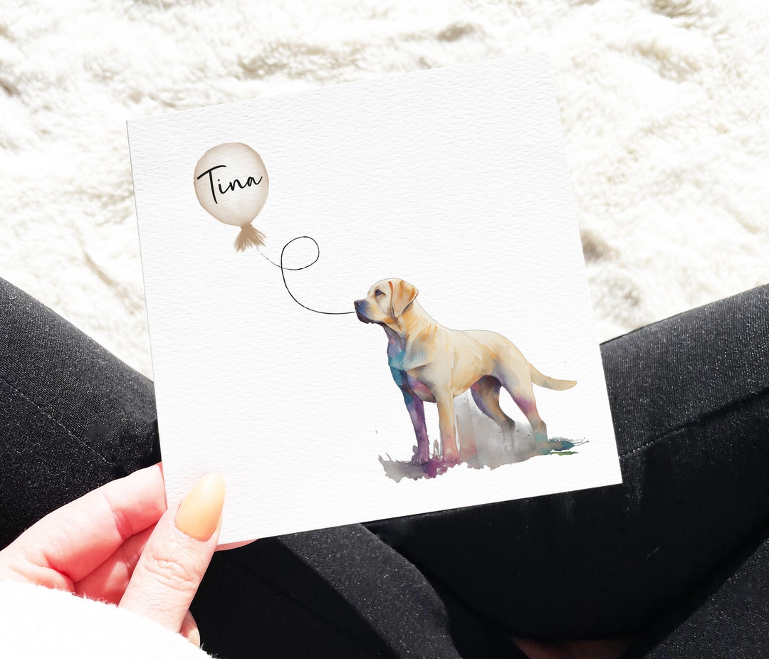 Personalised Labrador Birthday Card, Golden Lab Card, Name Labrador ...