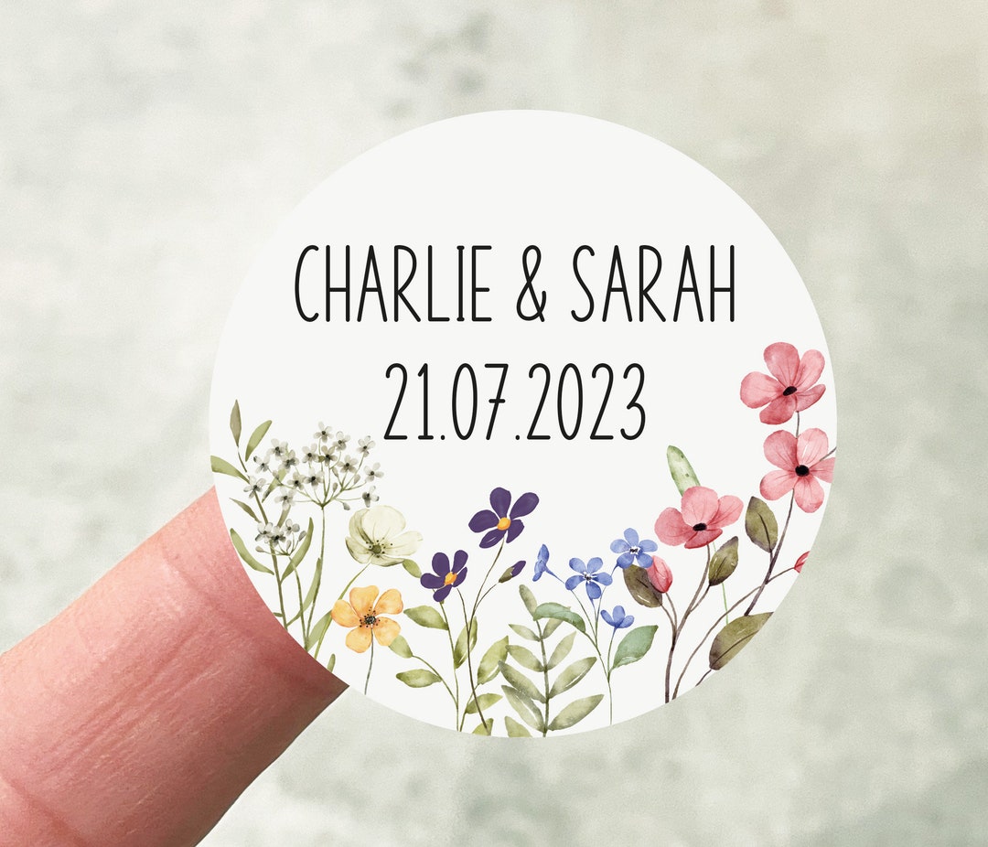 Personalised Wedding Stickers, Floral Wedding Stickers, Mr & Mrs ...