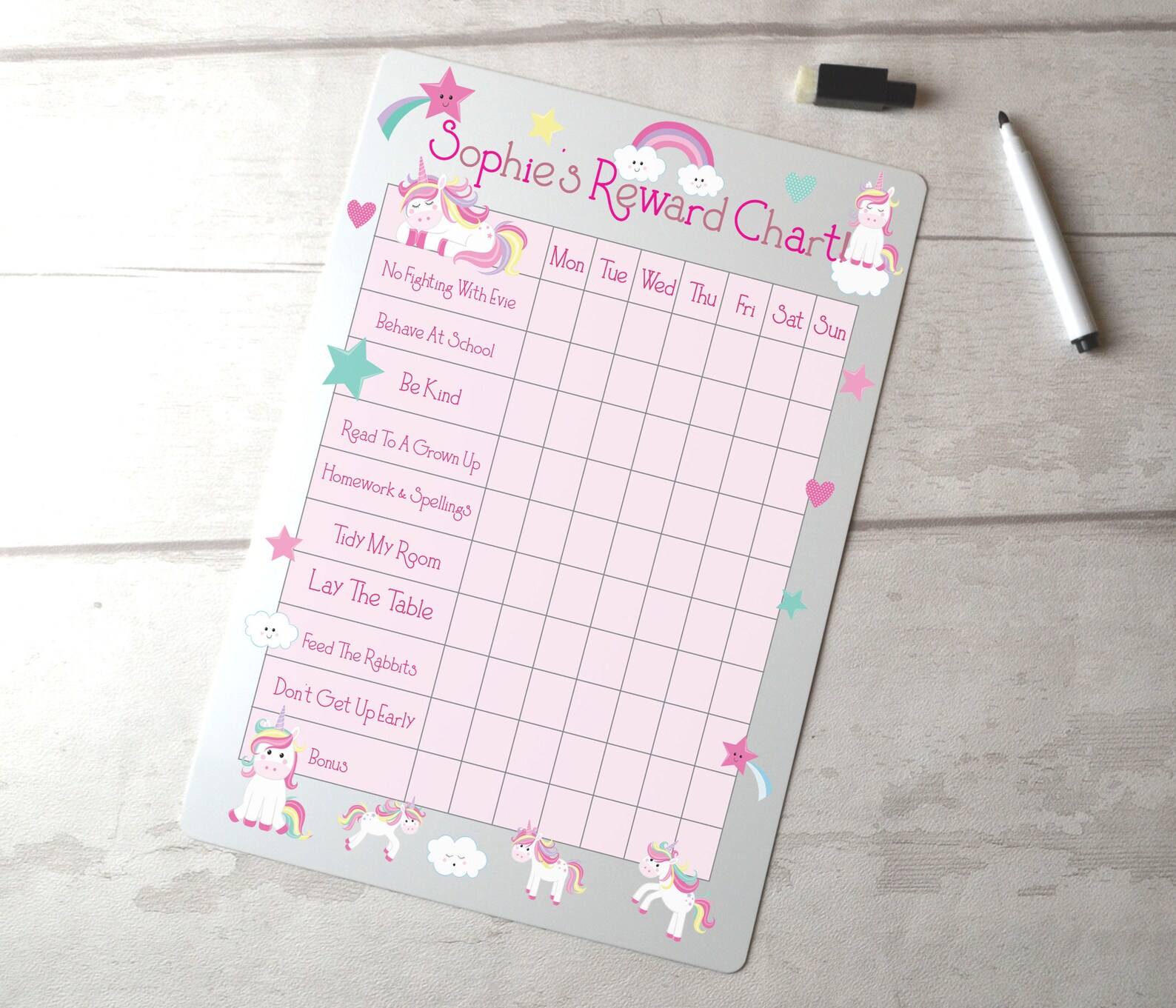 Unicorn Reward Chart Unicorn Reward System Reusable Reward - Etsy UK