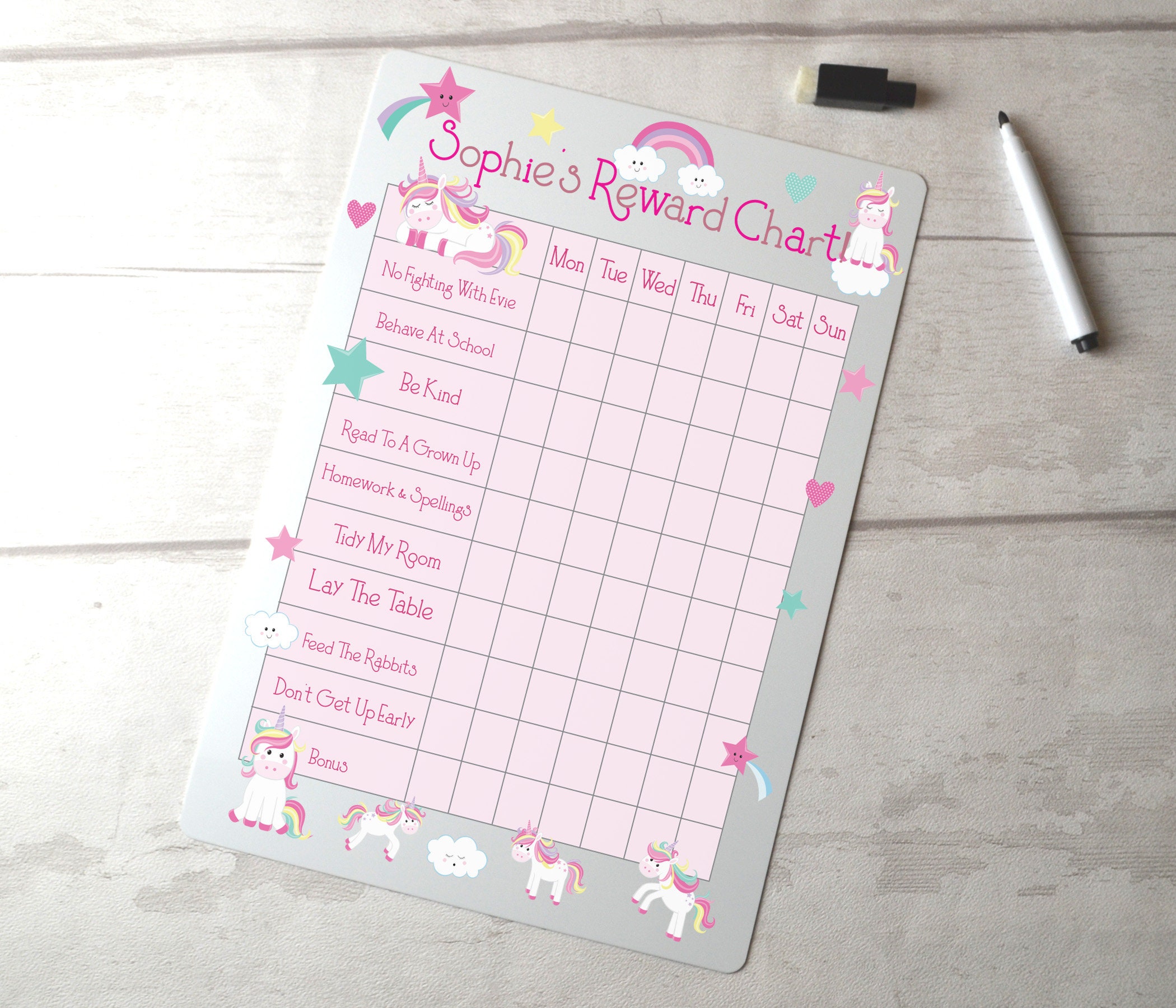 Unicorn Reward Chart Unicorn Reward System Reusable Reward - Etsy UK