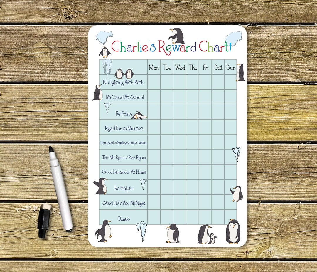 Penguin Reward Chart, Penguin Reward System, Reusable Reward Chart ...