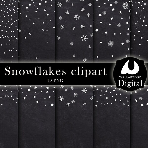 Snowflakes Clipart - Etsy