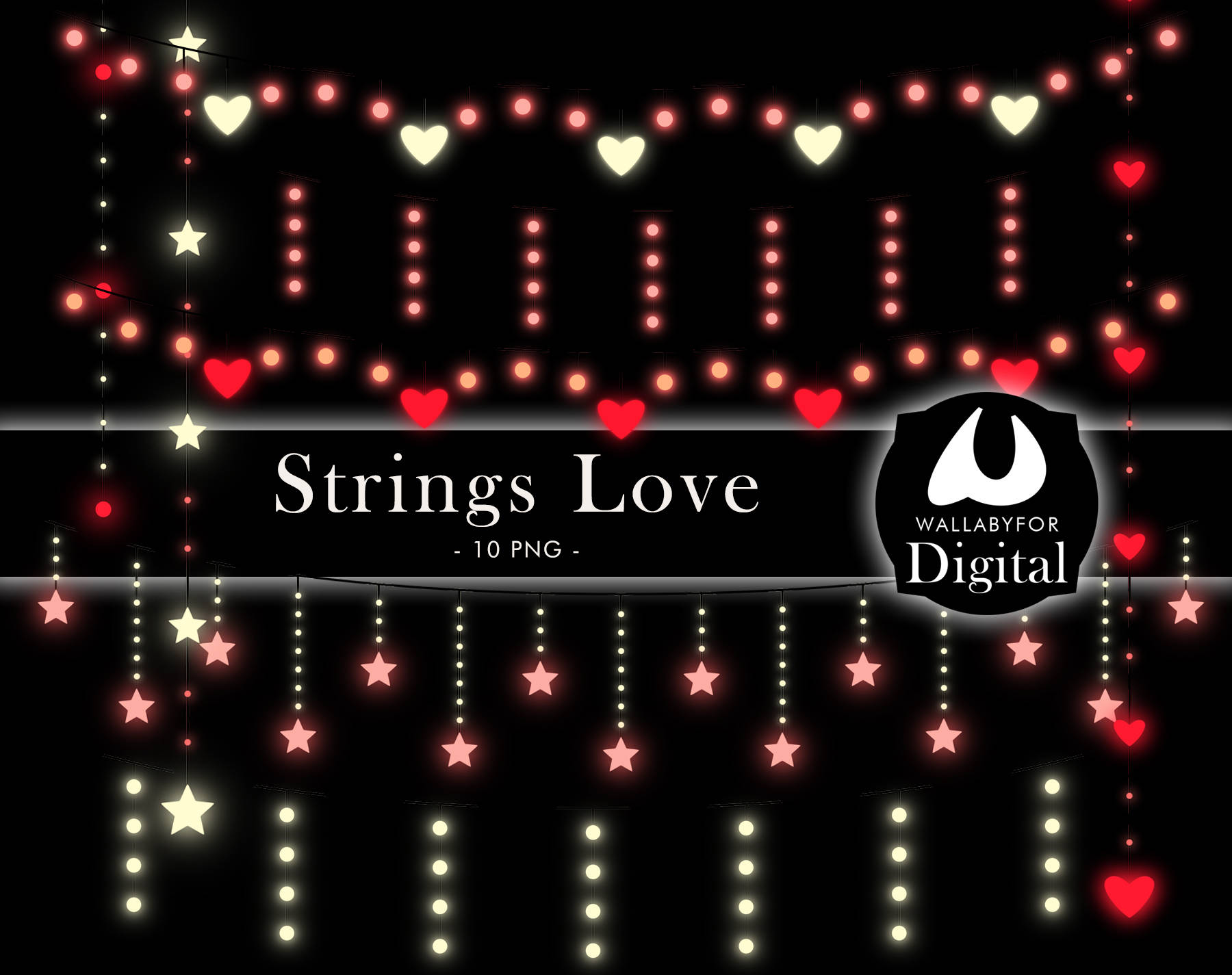 Valentine's Clip Art Fairy Light Romantic Strings Clipart Love String ...