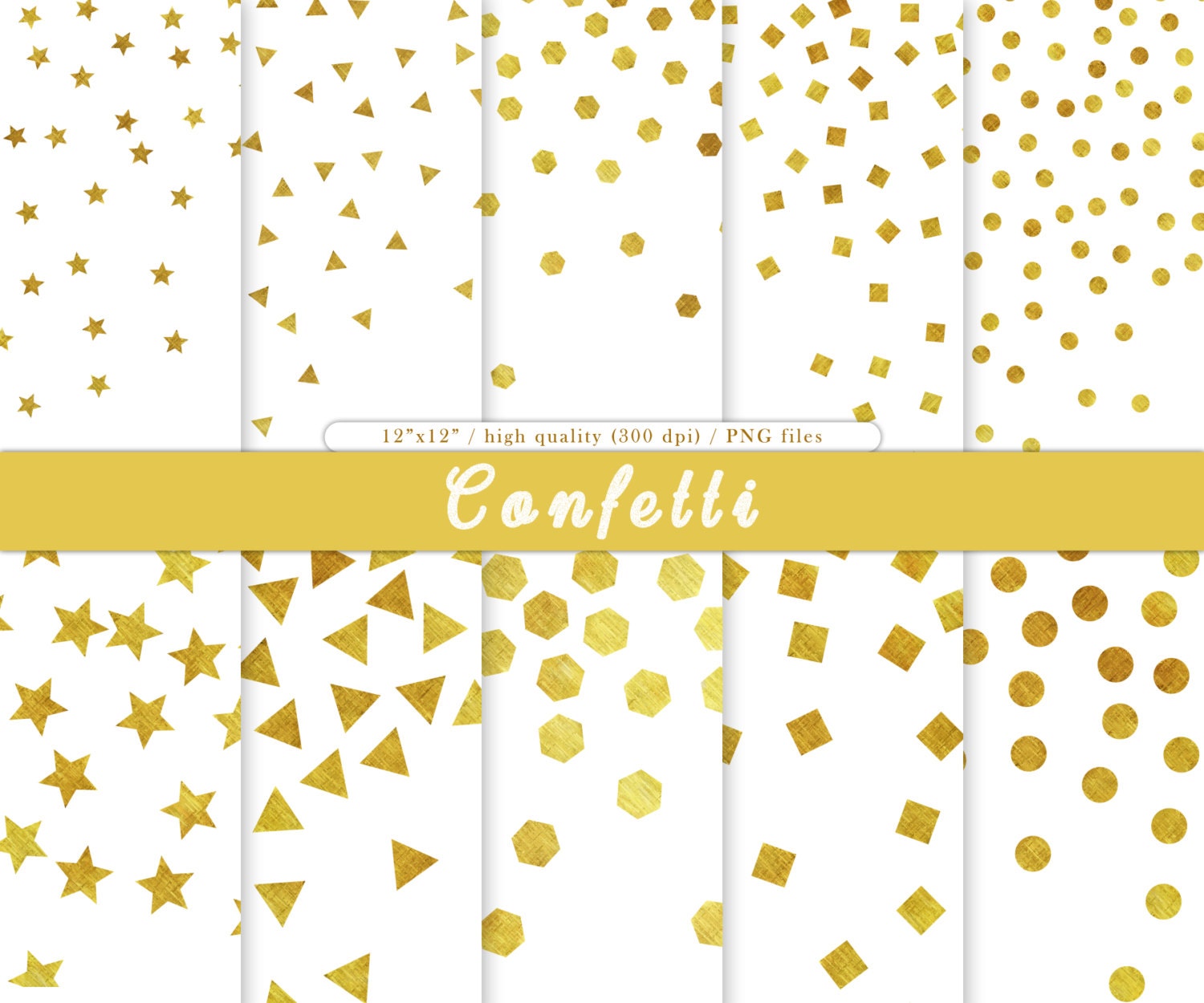 Confetti Clip Art Gold Confetti Digital Papers Gold Confetti Gold ...