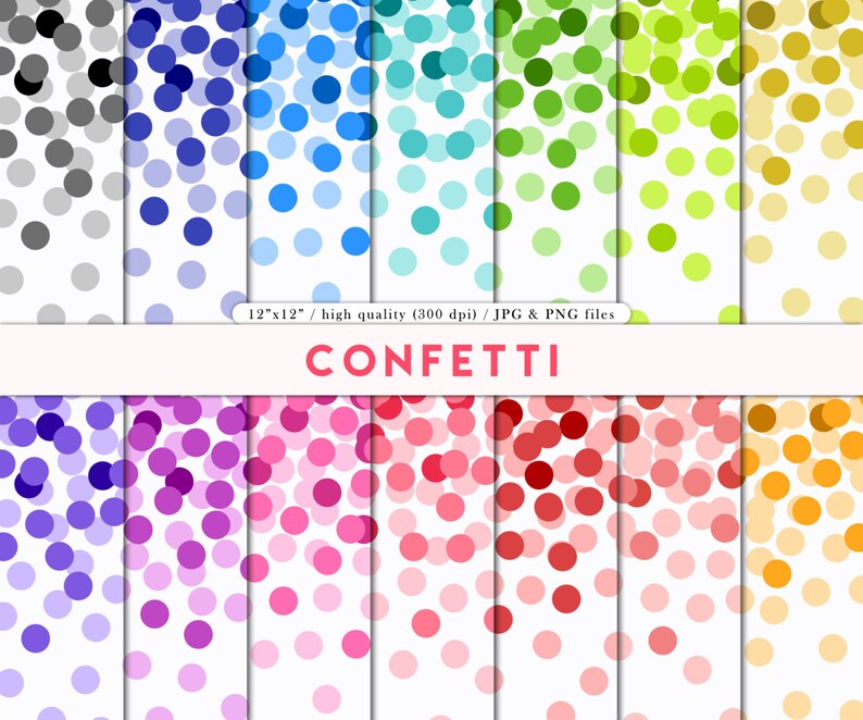 Confetti Digital Paper Confetti Clipart Confetti PNG & JPG Colorful ...