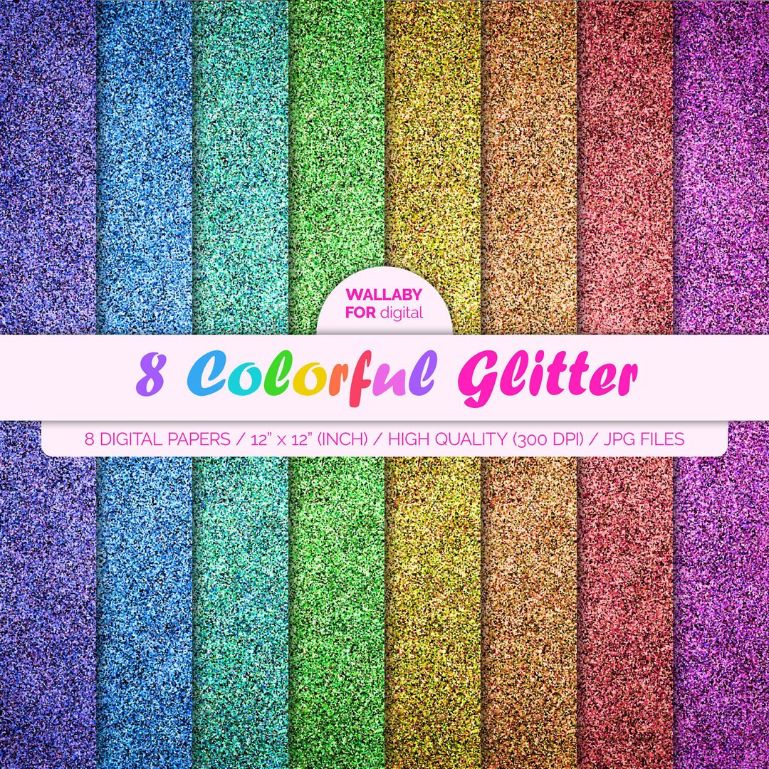 Glitter Digital Paper Rainbow Glitter Digital Papers Sparkly Glitter ...